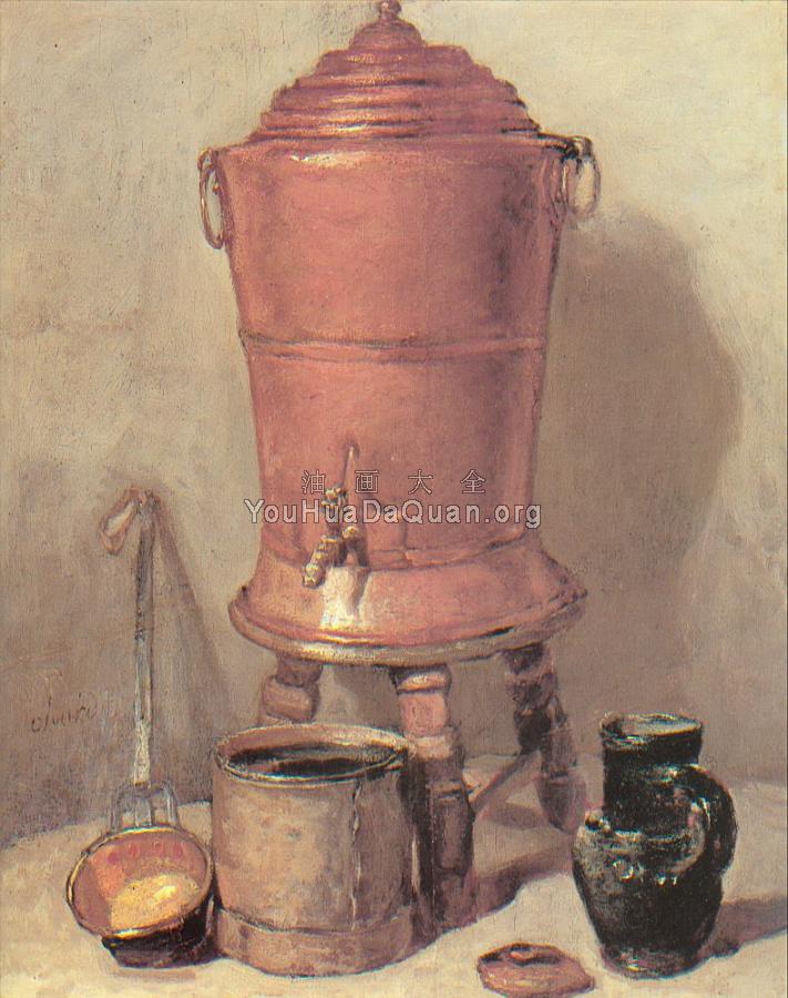 The Copper Water Urn - 让·巴蒂斯特·西梅翁·夏尔丹 - 世界著名画家画作欣赏 - 油画艺术中心